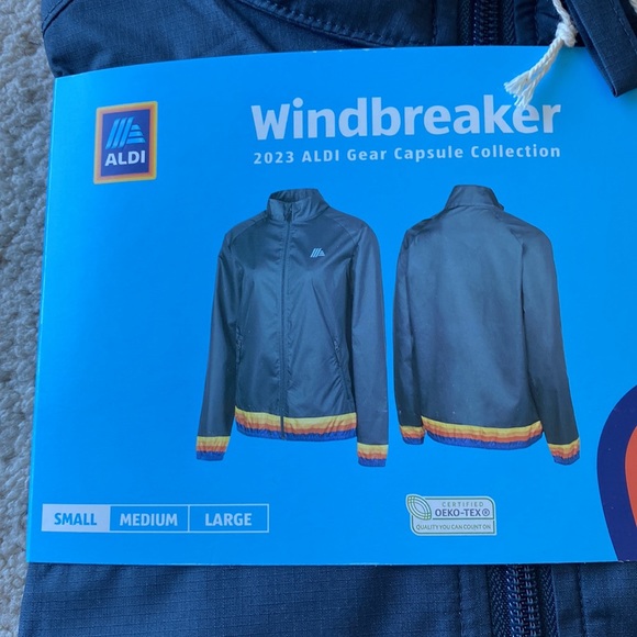 Aldi | Jackets & Coats | Aldi Small Navy Blue Windbreaker Jacket Zip Up ...